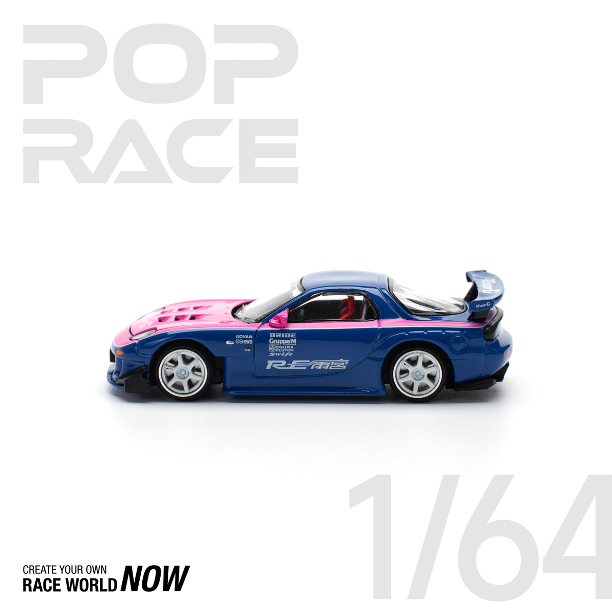POPRACE 1/64 MAZDA RX7 RE-AMEMIYA - BLUE/PINK model car – ToyCraze